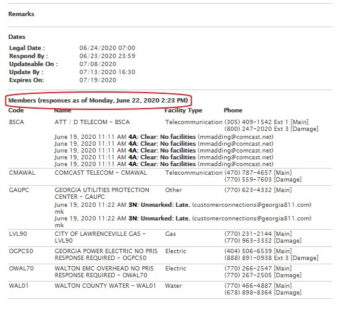 View Member Response - Georgia 811